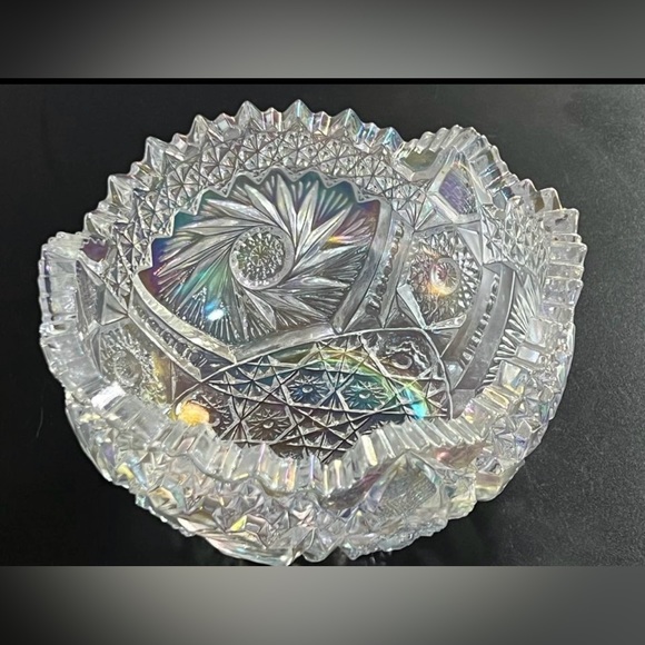 LE Smith | Kitchen | Le Smith White Carnival Glass Bowl Comet And Stars ...